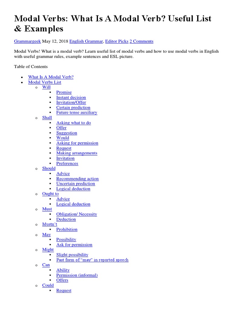 Modal Verbs | PDF | Verb | Language Mechanics