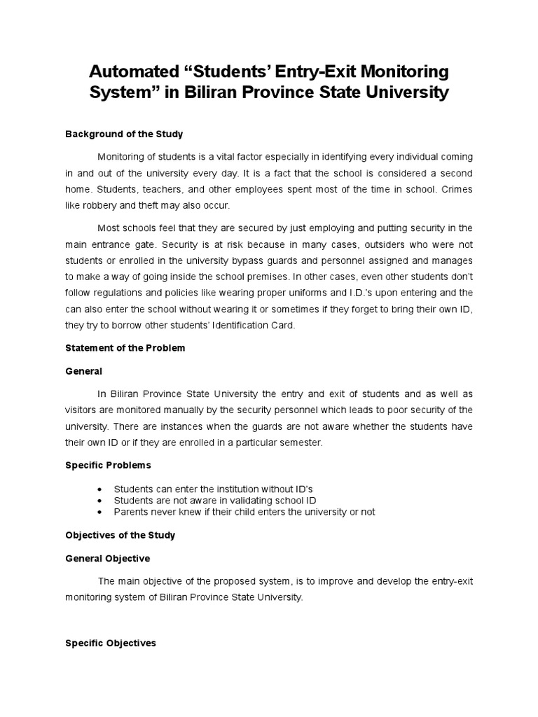 Automated Student Entry-Exit System | PDF | Identity Document | Business