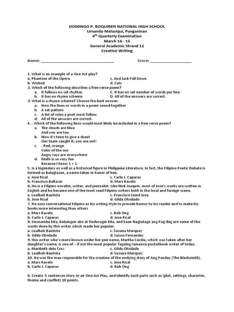 Grade 12 | PDF | Poetry | Writing