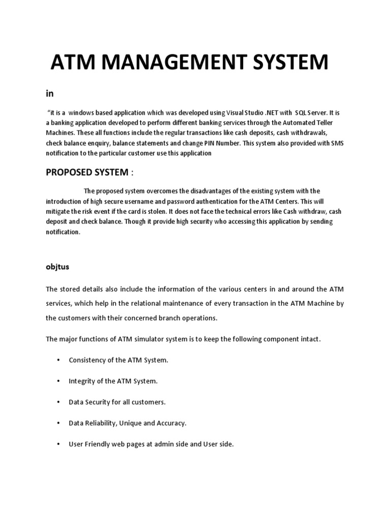 Advanced ATM Management System | PDF | Automated Teller Machine ...