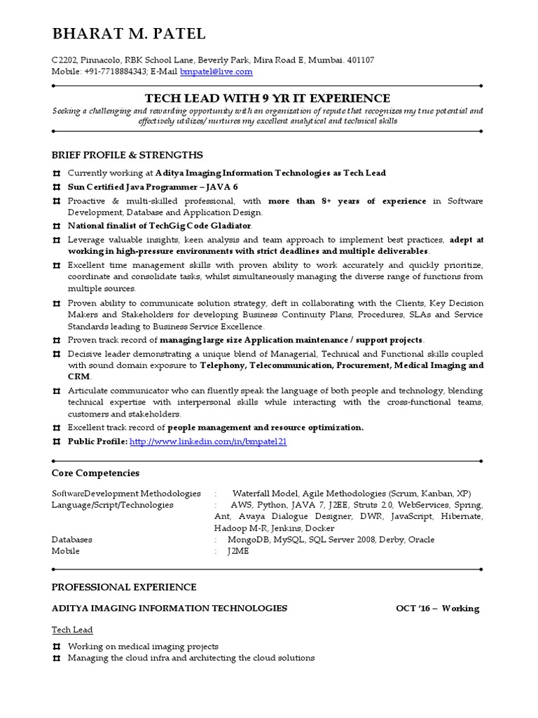 Resume Bharat | Download Free PDF | Java Server Pages | Java Servlet