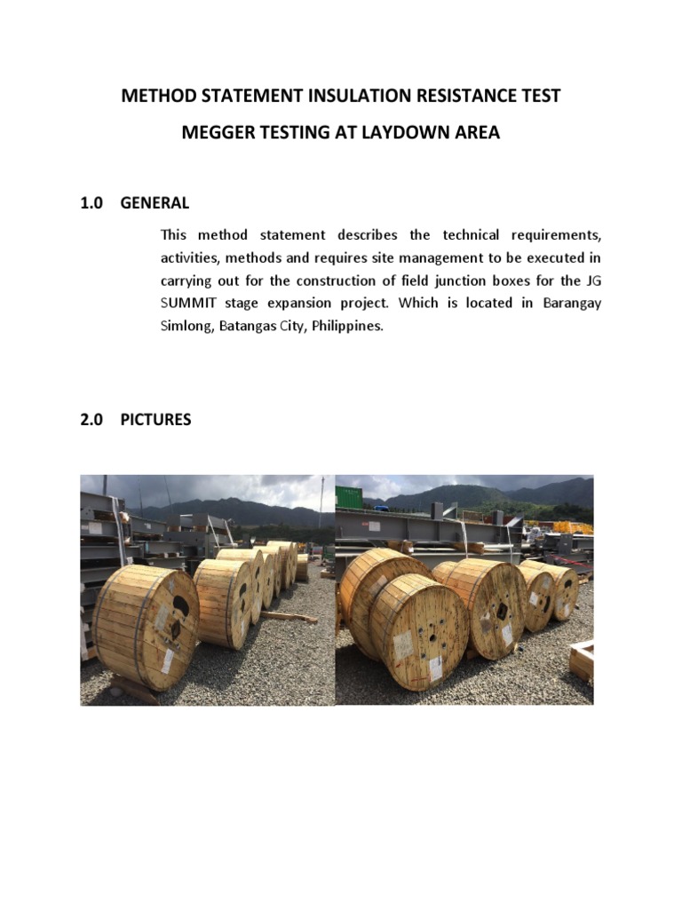 MOS Insulation Resistance Testing (Megger Testing) | PDF | Manufactured ...