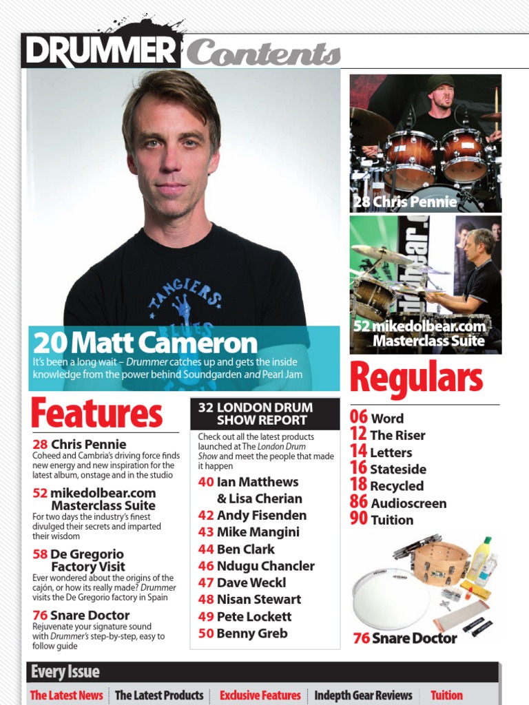 Drummer Magazine Issue 85 Contents | PDF | Drum Kit | Drumming