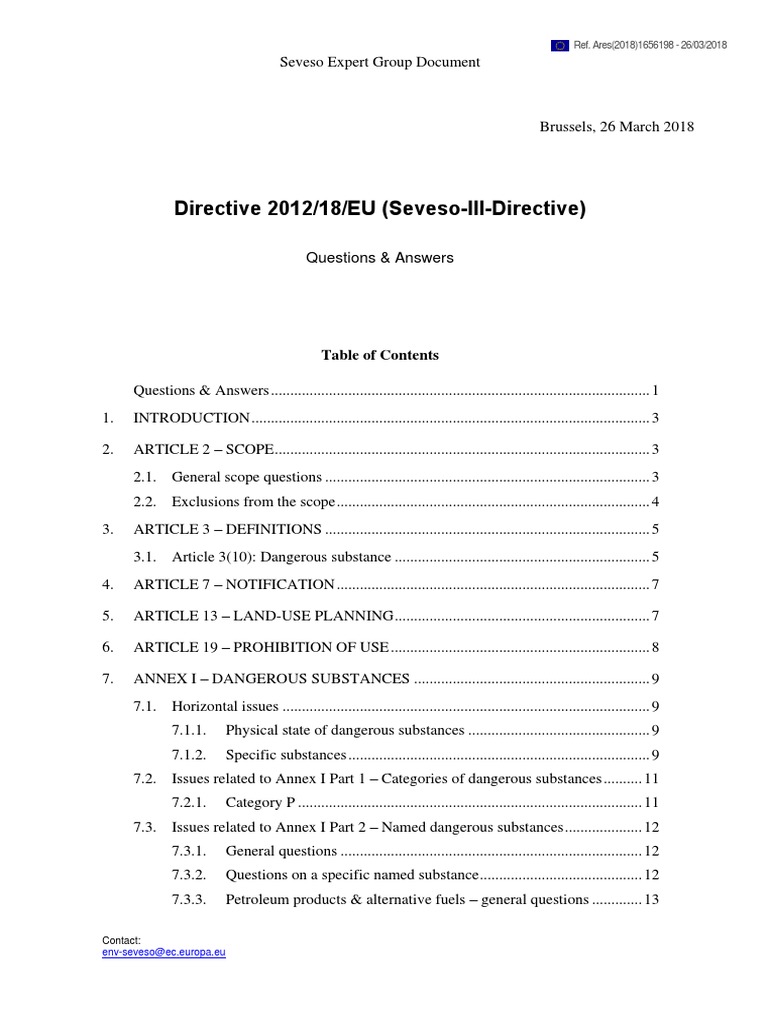 Seveso-III Directive Q&A Guide | PDF | Gasoline | Petroleum