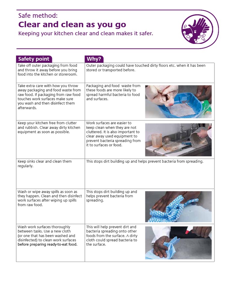 Clear and Clean As You Go: Safe Method | PDF | Kitchen | Foods