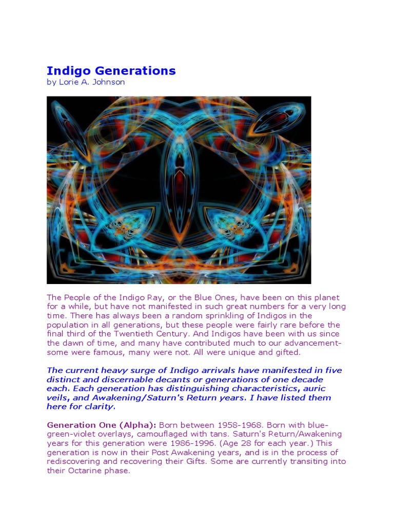 Indigo Generations: by Lorie A. Johnson | PDF | Adolescence | Human Nature