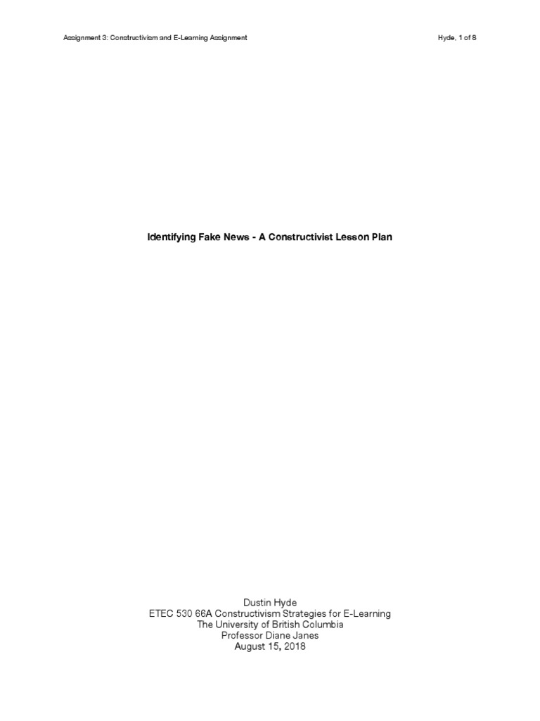 Etec 530 66a - Dustin Hyde Assign | PDF | Constructivism (Philosophy Of Education) | Educational ...