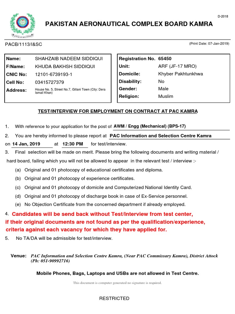 Shahzaib PAC Letter | PDF