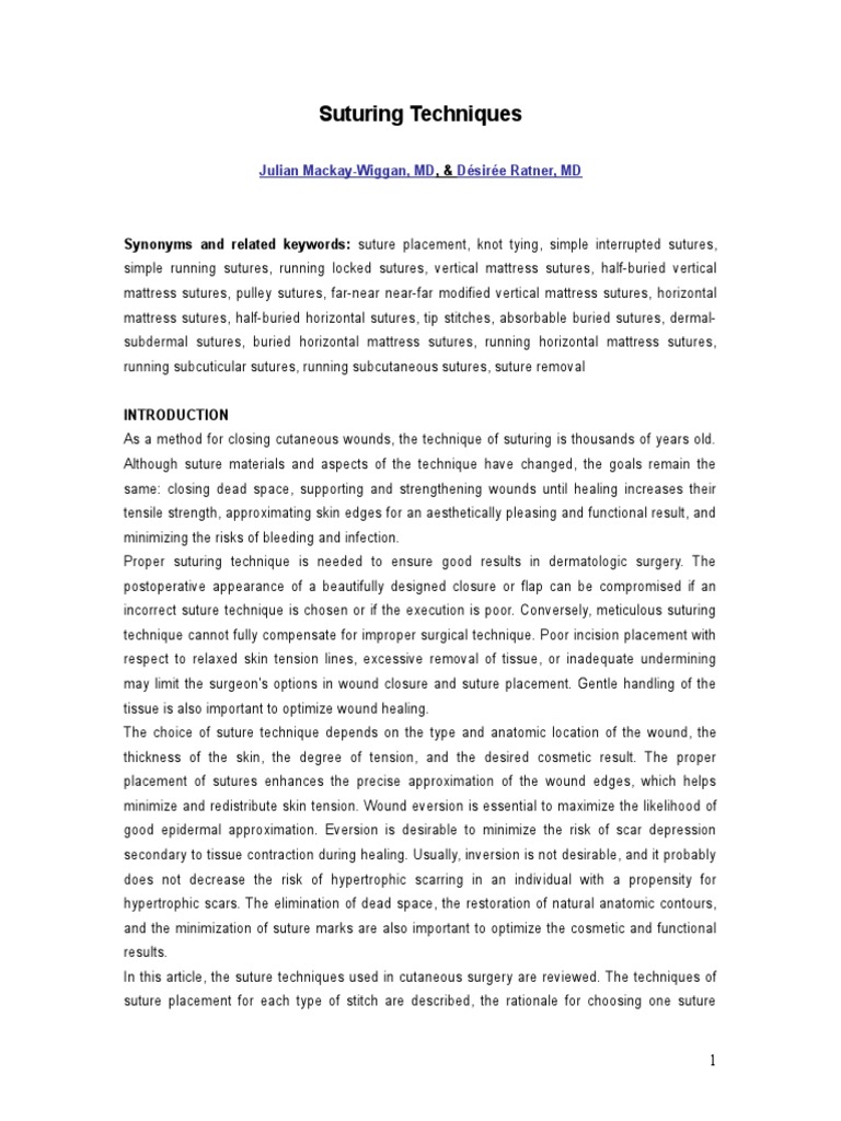 32 Suturing Technique Download Free Pdf Surgical Suture Wound