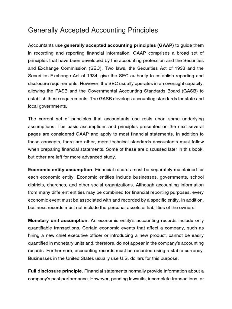 Generally Accepted Accounting Principles (GAAP) | PDF | Financial ...