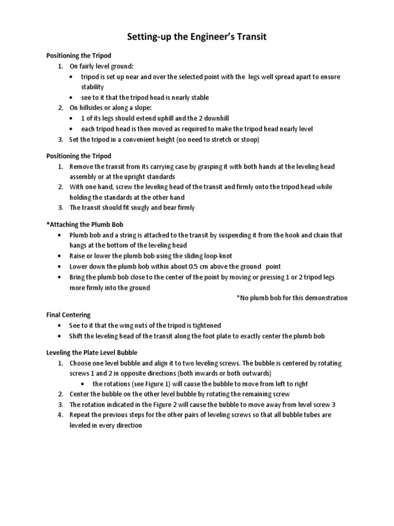 Setting Up Transit | PDF | Tools | Equipment