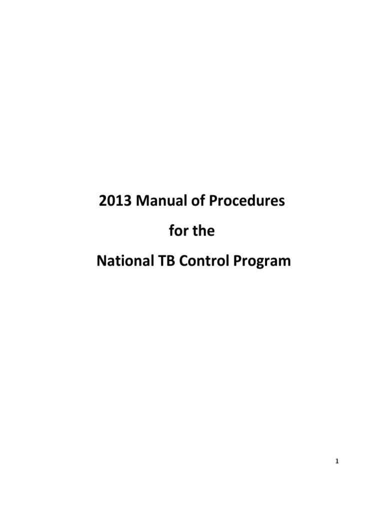 2013 Manual of Procedures For The National TB Control Program | PDF ...
