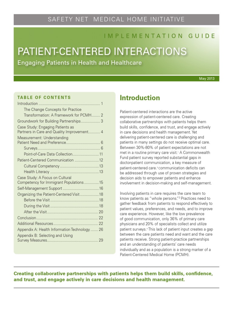 Implementation Guide Patient Centered Interactions | PDF | Health Care ...