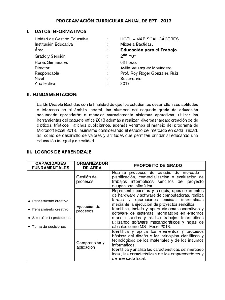 Programacion Anual Ept 2º | PDF | Microsoft Excel | Microsoft Word