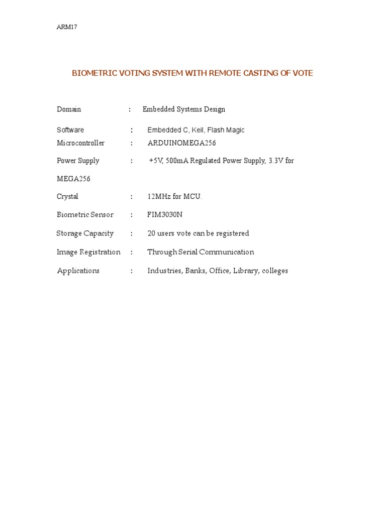 Biometric Voting System | PDF | Biometrics | Fingerprint