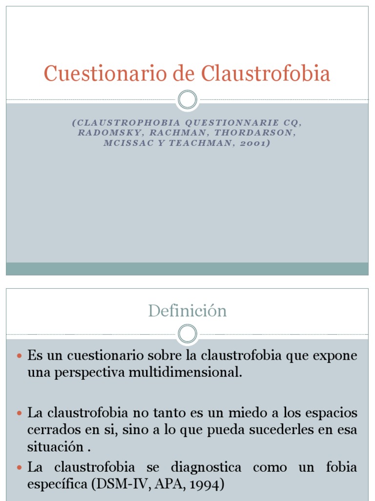 Cuestionario de Claustrofobia | PDF | Fobia | Psicología anormal