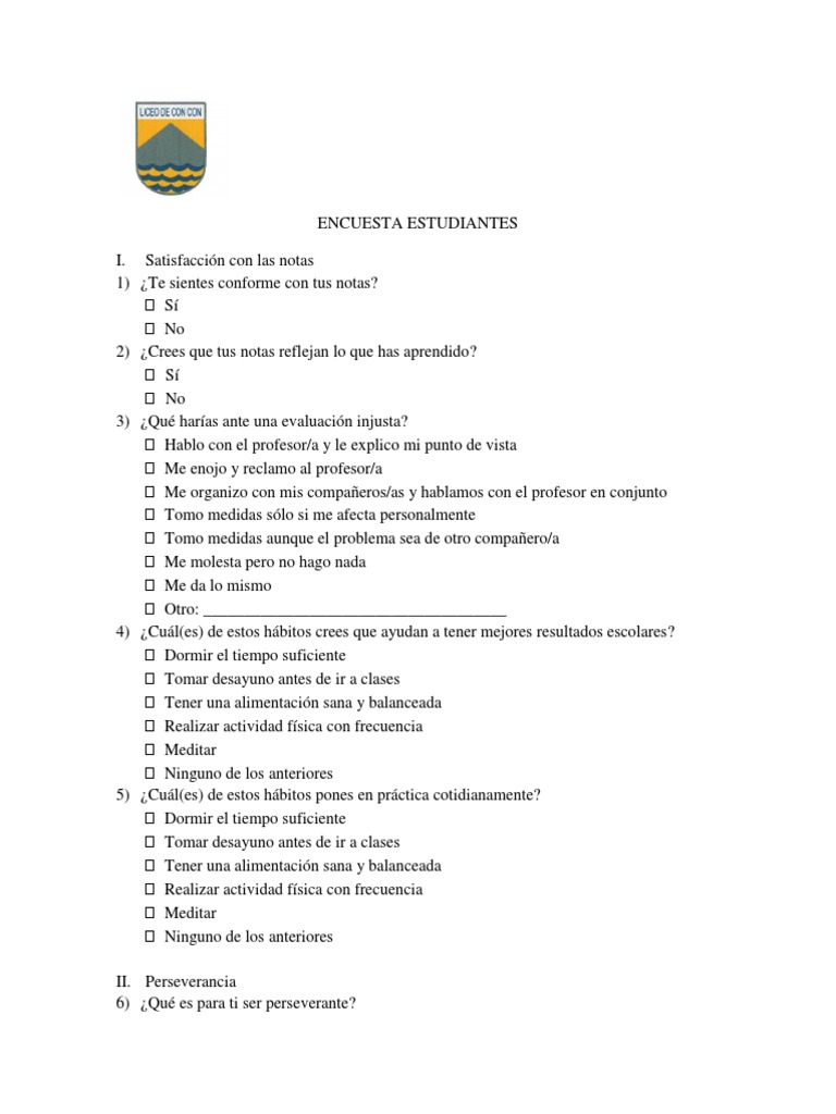 Encuesta Estudiantes Idps Liceo | PDF | Aprendizaje | Maestros