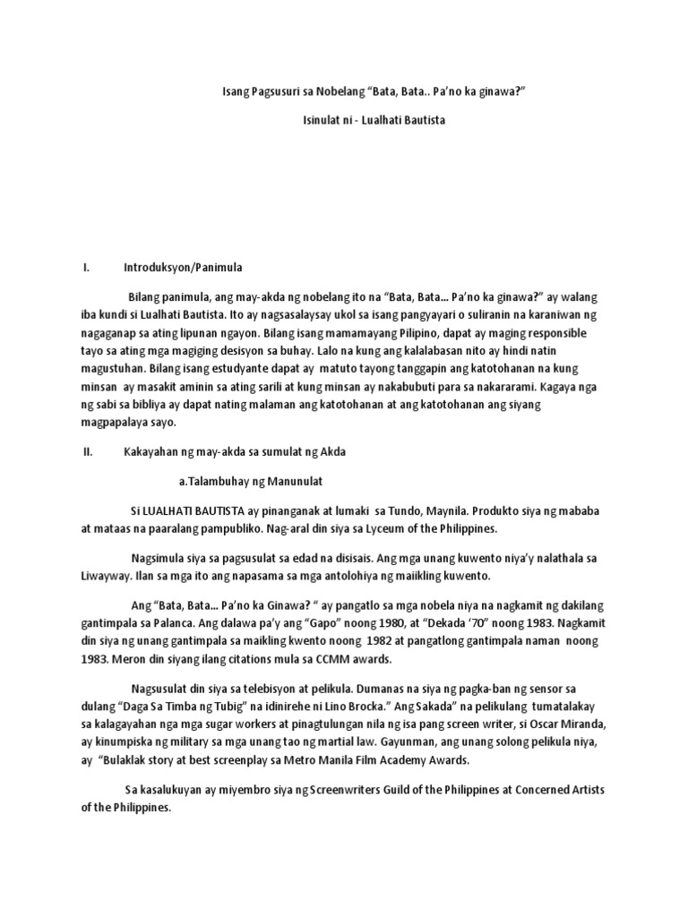 Isang Pagsusuri Sa Nobelang | PDF