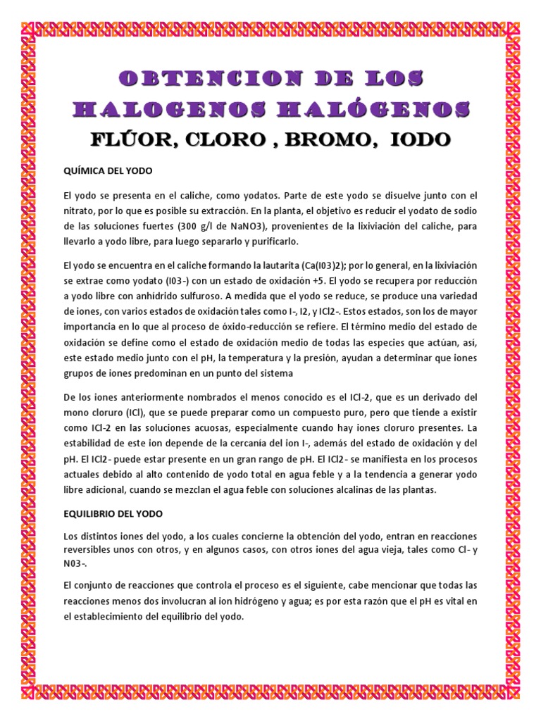 Obtencion de Los Halogenos Halógenos | PDF | Cloro | Redox