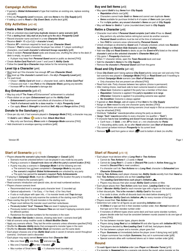 Gloomhaven RulesSummary | PDF | Leisure