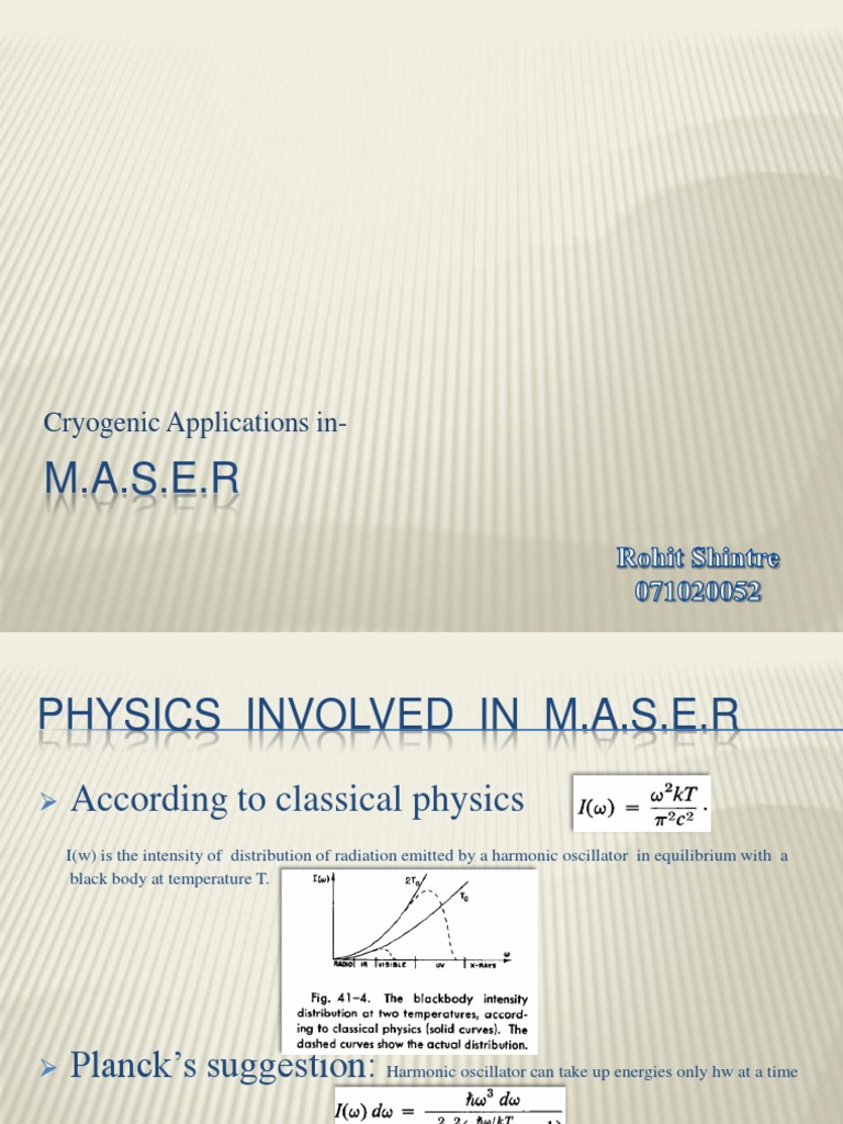 Maser Applications in Cryogenics | PDF | Photon | Emission Spectrum