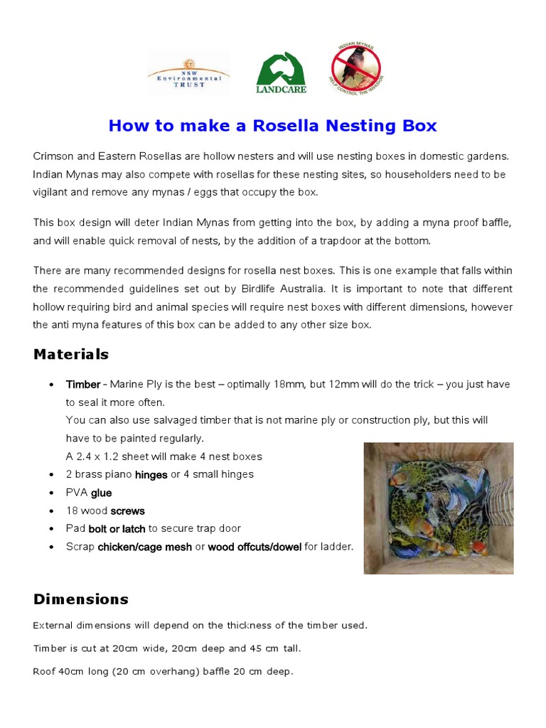 How To Make A Rosella Nesting Box PDF | PDF | Screw | Trees