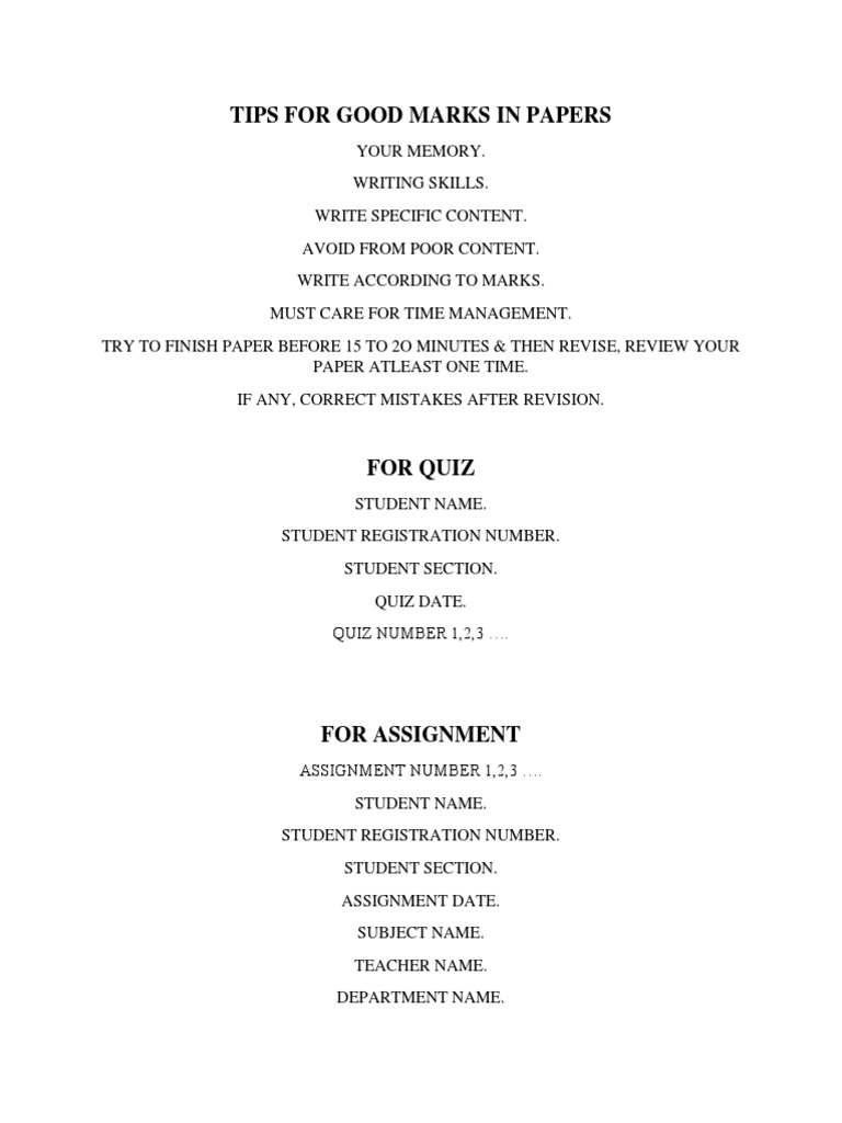 Tips For Good Marks | PDF