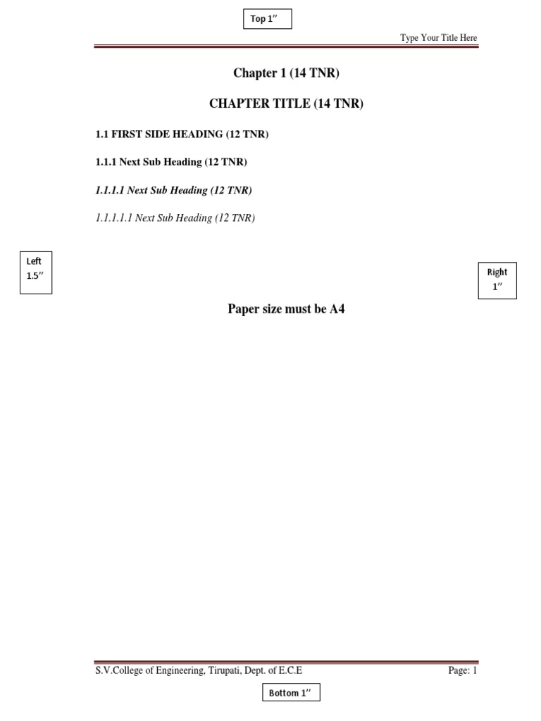Chapter 1 (14 TNR) Chapter Title (14 TNR) : 1.1 First Side Heading (12 ...