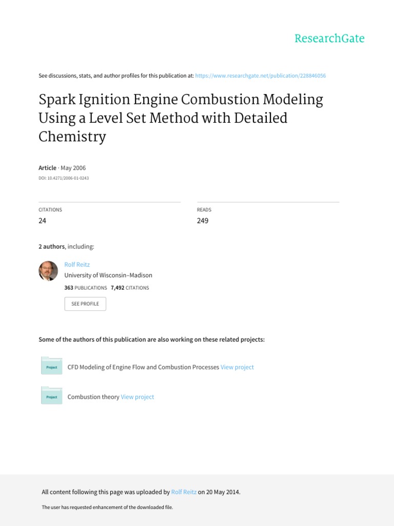 Spark Ignition Combustion Model | PDF | Turbulence | Combustion