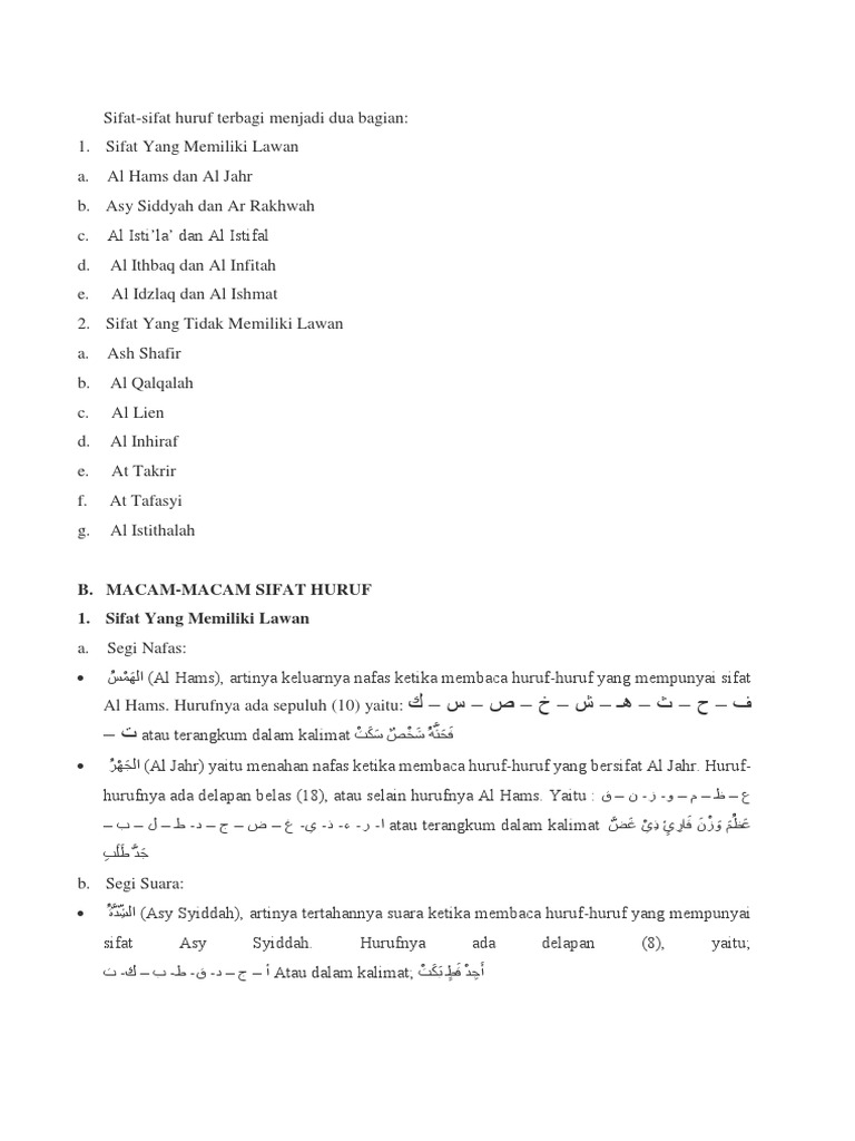 Sifatul Huruf | PDF