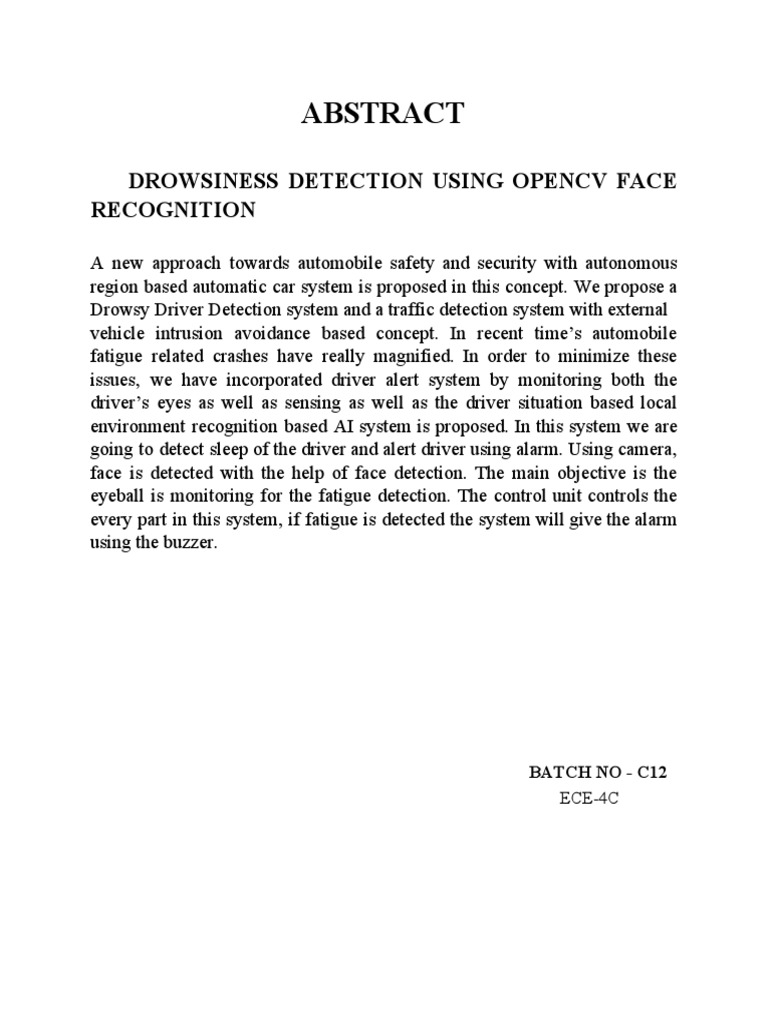 Drowsiness Detection with OpenCV Face Recognition | PDF