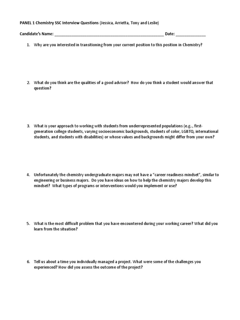Chemistry SSC Interview Questions For Panels | Download Free PDF ...