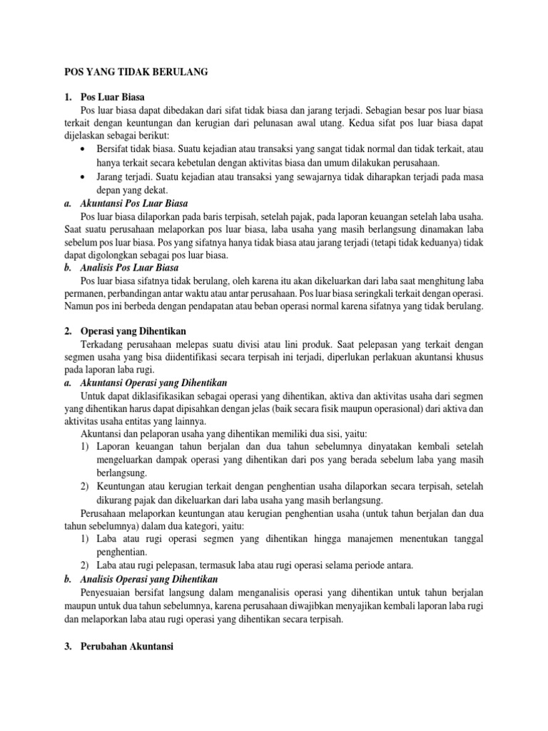 Non Recurring Items | PDF