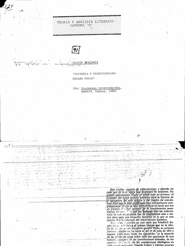 Benjamin Historia y Coleccionismo Eduard Fuchs PDF | PDF