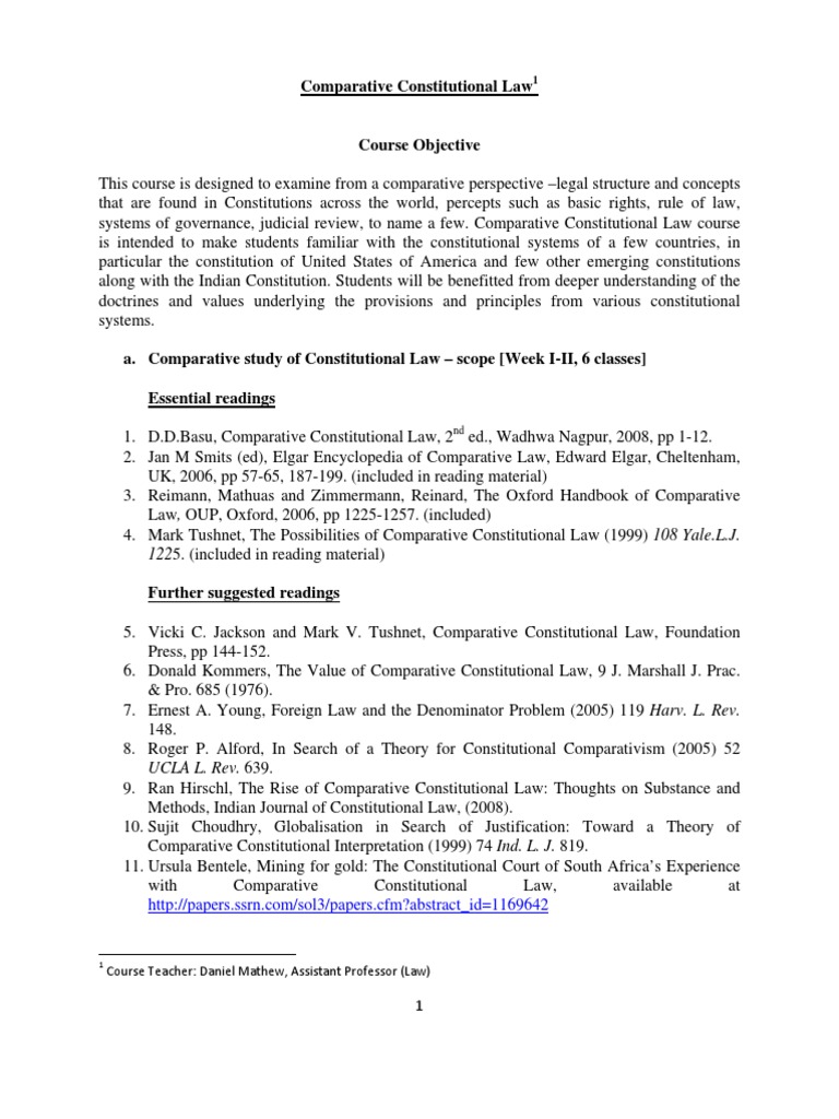Comparative Constitutional Law Course Overview | Download Free PDF ...