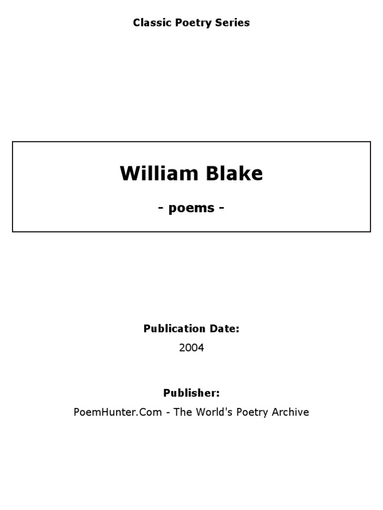 William Blake: Classic Poems Collection | PDF | Poetry