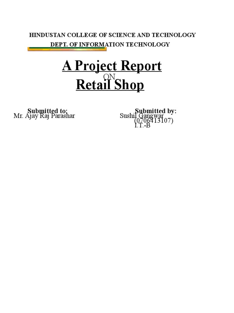 Retail Shop Project Report IT Dept. | PDF