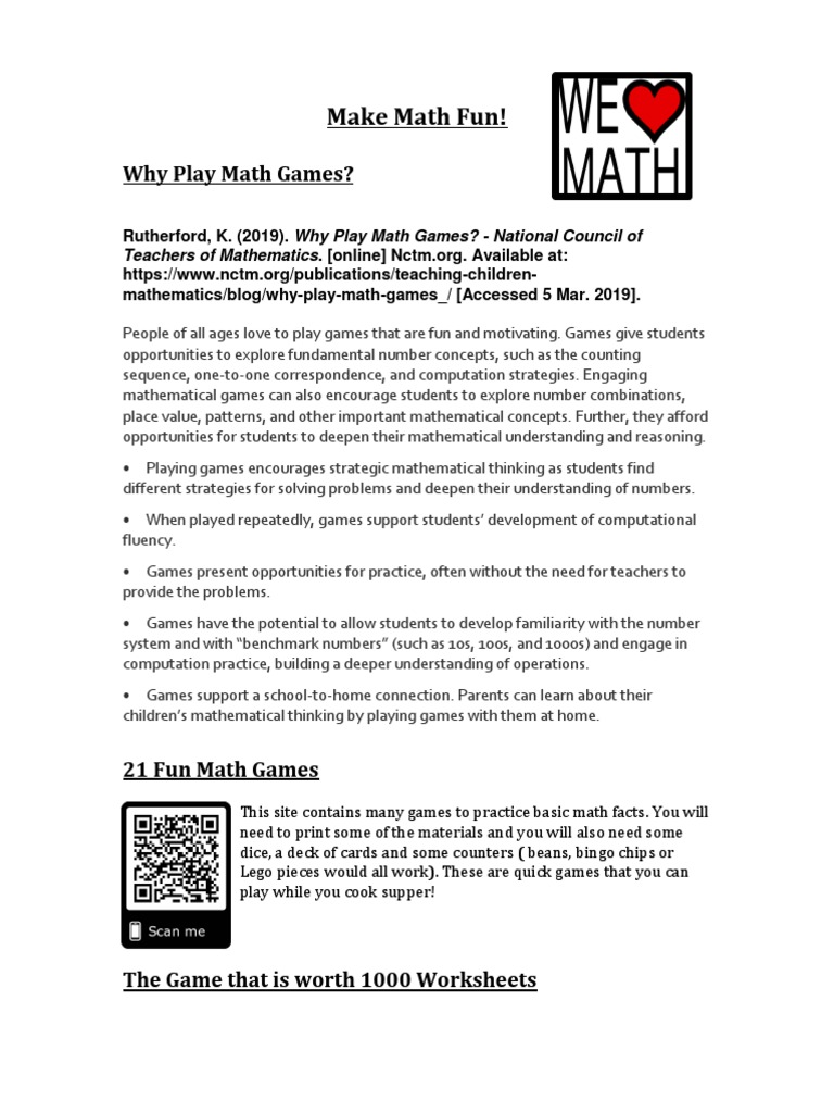 Engaging Math Games for Kids | PDF | Teaching Mathematics | Cognition