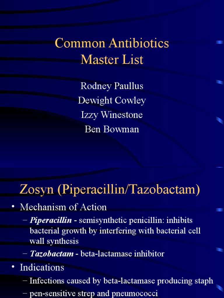 Common Antibiotics Master List: Rodney Paullus Dewight Cowley Izzy ...
