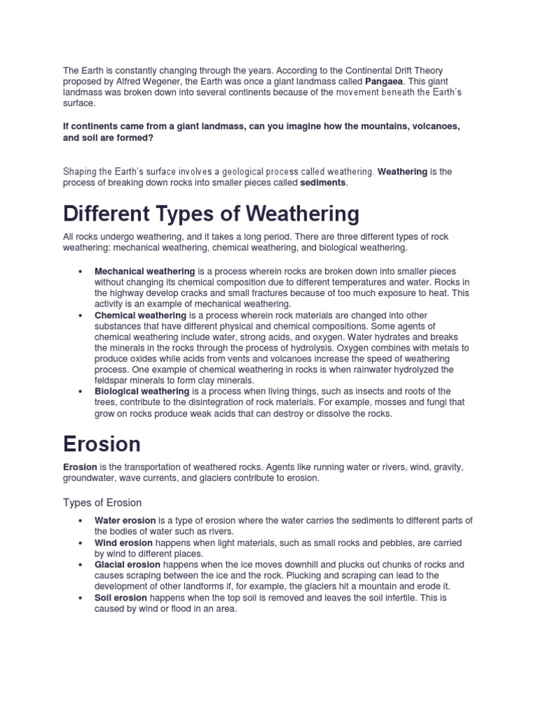 Different Types of Weathering | PDF | Weathering | Erosion