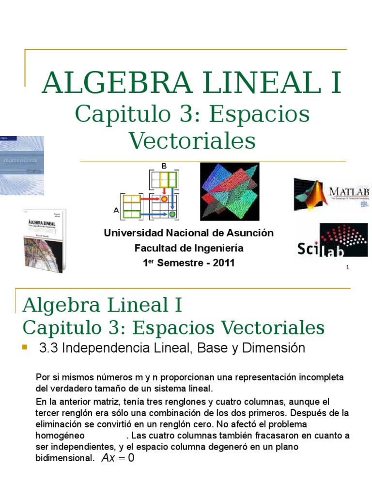 Clase Nro 10 Algebra - Lineal - I - 2011 | PDF | Espacio vectorial ...