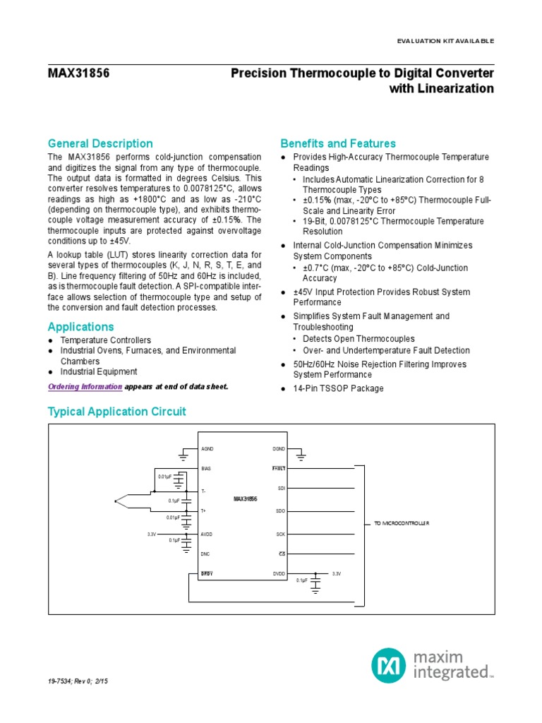 MAX31856 | PDF | Thermocouple | Sensor