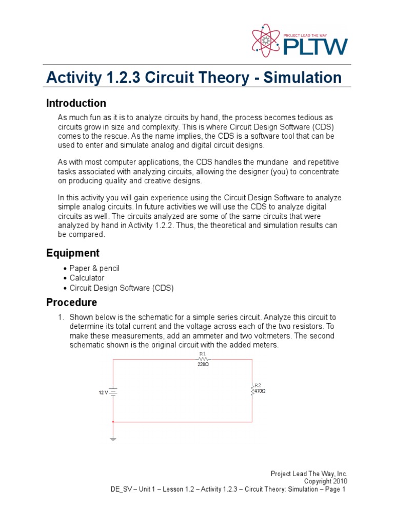 Circuit Theory Simulation Worksheet | PDF | Electrical Network ...