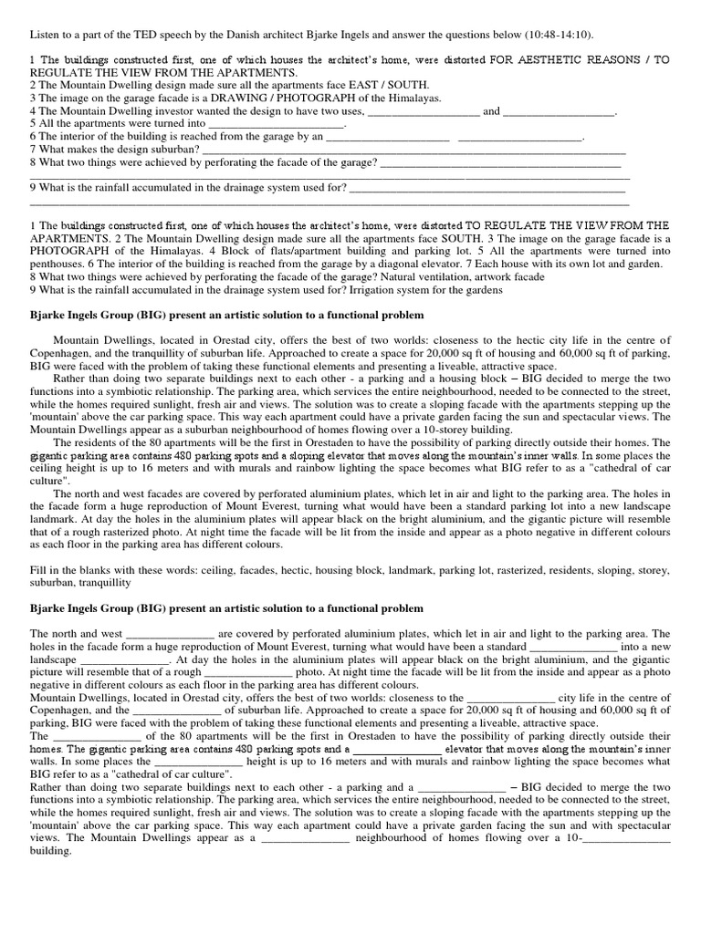 Bjarke Ingels Worksheet | PDF | Art Media | Nature