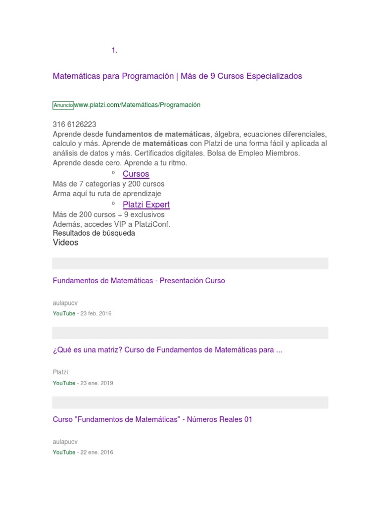 Matemáticas para Programación | PDF | Matriz (Matemáticas) | Enseñanza ...