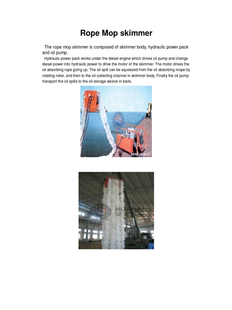Rope Mop Skimmer: The Rope Mop Skimmer Is Composed of Skimmer Body, Hydraulic Power Pack and Oil ...