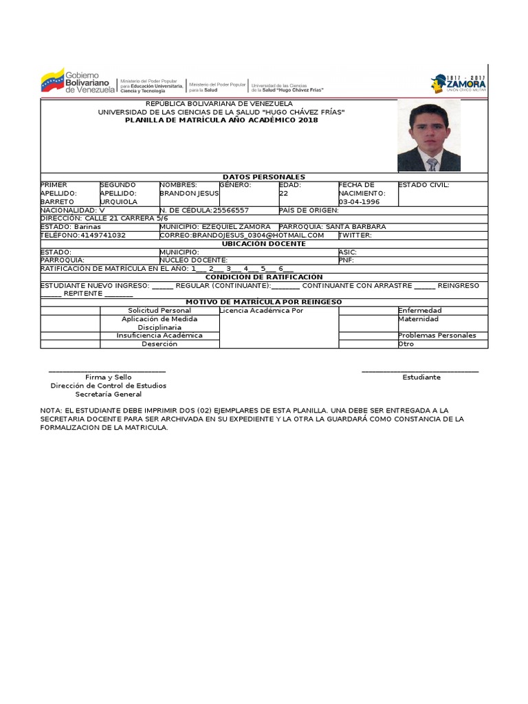 Matricula Ucs 2018 PDF | PDF | Política de venezuela | Venezuela