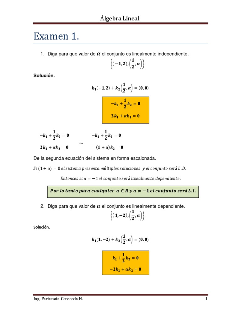 Álgebra Lineal - Serie | PDF | Determinante | Base (álgebra lineal)