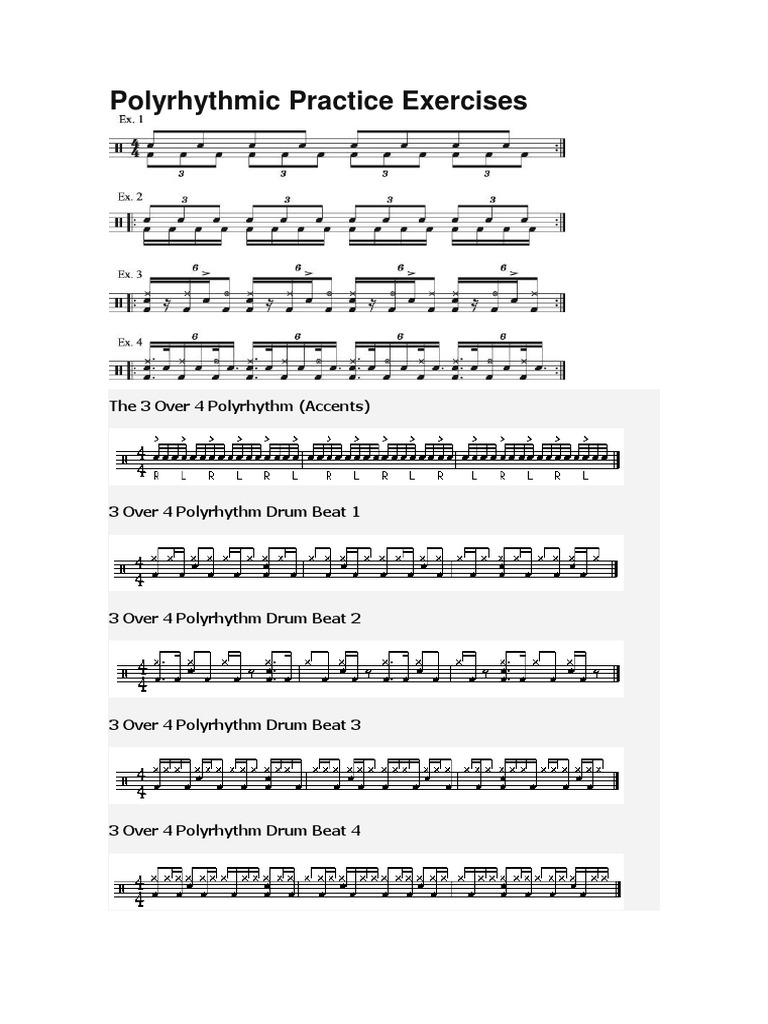 3 Over 4 Polyrhythm Exercises | PDF