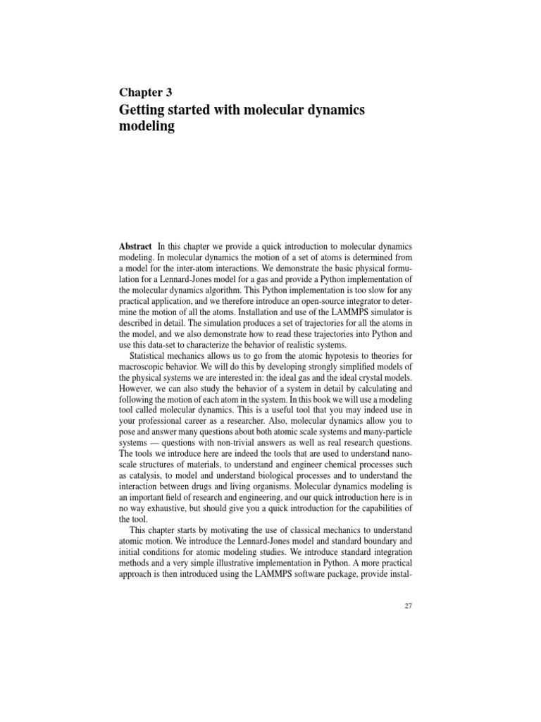 Getting Started With Molecular Dynamics Modeling | PDF | Molecular ...